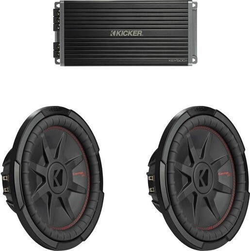 Kicker (2) 48CWRT122 CompRT 12" Subwoofer, DVC, 2-ohm w/ 47Key5001 Amp ...