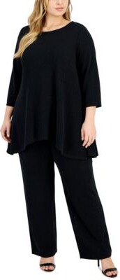 JM Collection Plus Size New Shine Knit Dressing Swing Top Pants Created ...