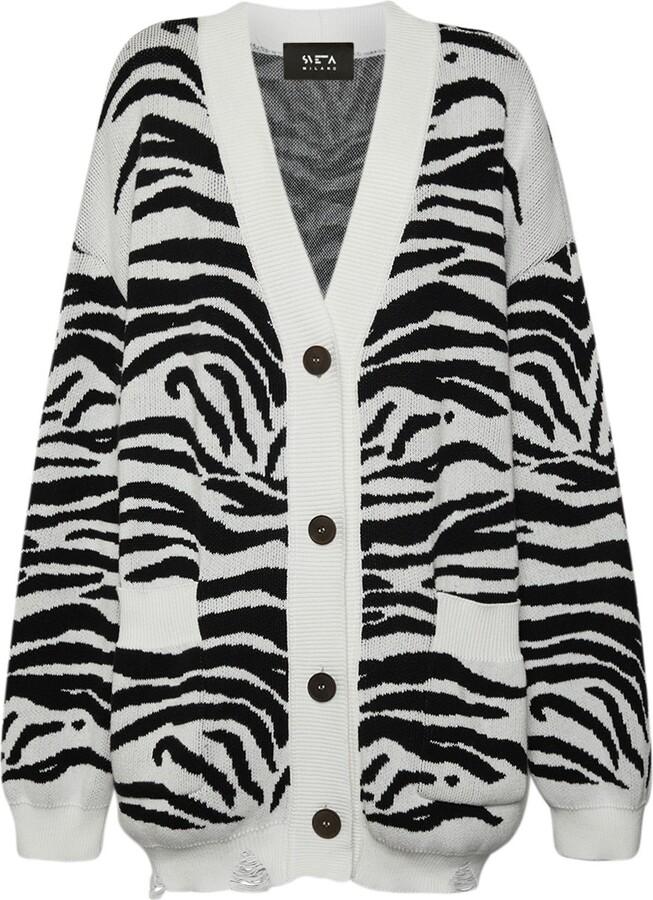 Sveta Milano - Patti Long White/Black Tiger Cardigan - ShopStyle