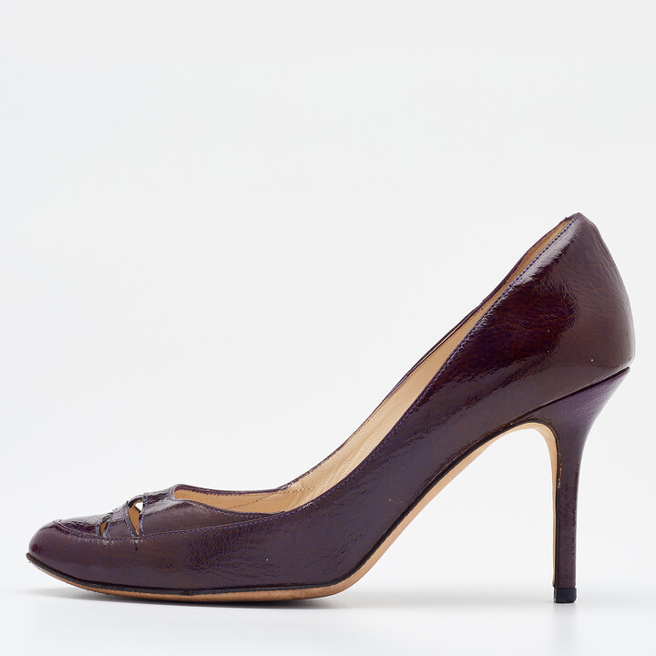 Jimmy Choo Pruple Leather Cut Out Pumps Size 37 - ShopStyle