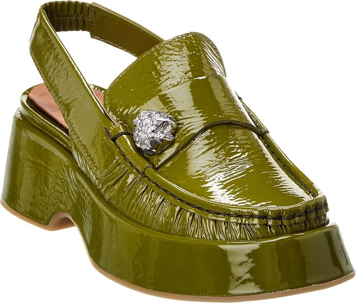 Ganni Retro Patent Slingback Flatform Loafer - ShopStyle