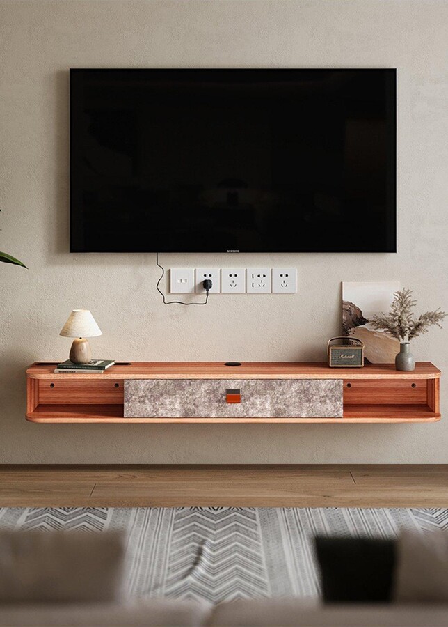 H&O Direct Wall Mounted Floating TV Cabinet Floating Shelves with ...