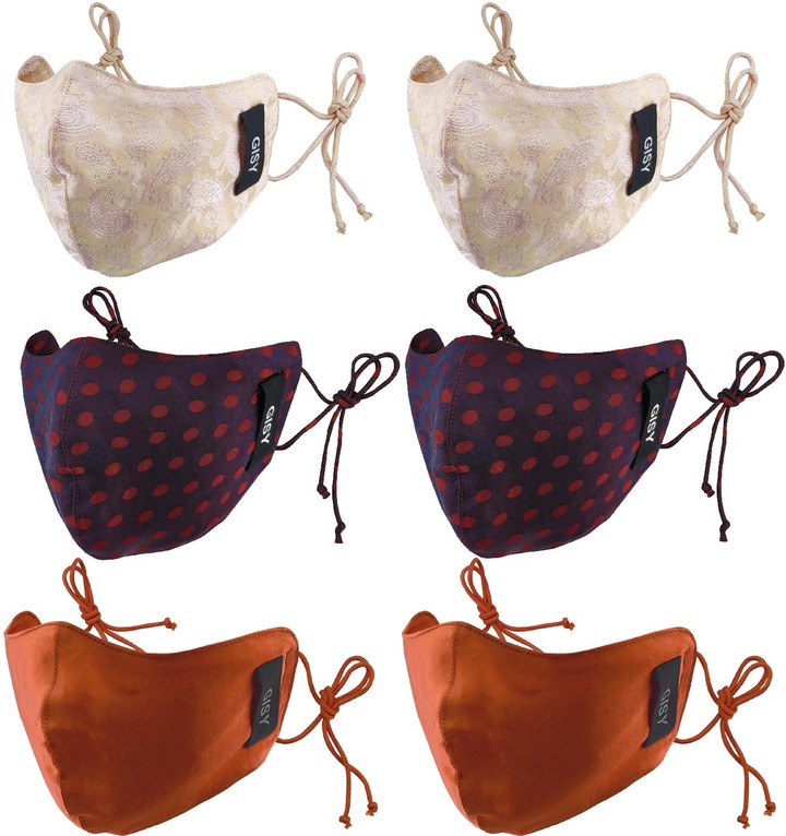 Gisy Set Of 6 Pure Silk Face Mask Gold Rose Plum Galanga - ShopStyle ...