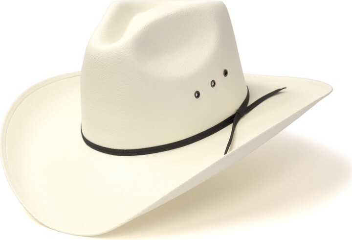 Western Express Natural Straw Cowboy Hat - Pinch Front Style with Black ...