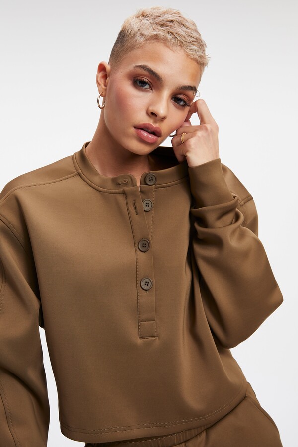 GA-SALE Scuba Cropped Henley - ShopStyle Plus Size Tops