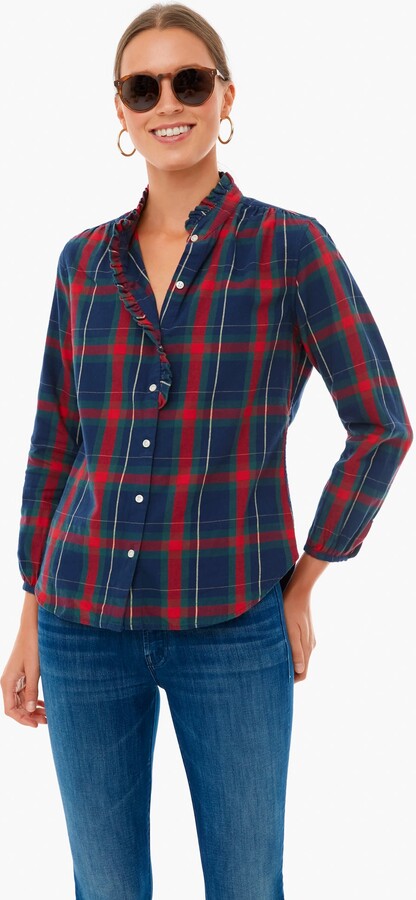 TROVATA Birds of Paradis Estate Plaid Michelle Blouse - ShopStyle