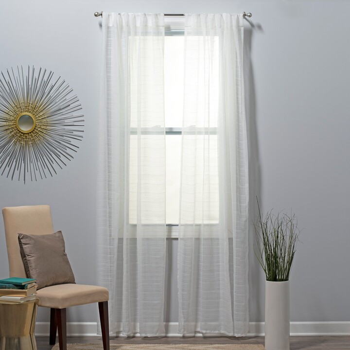 SureFit Home Decor Solid Open Weave Sheer Curtain Set of Two Panels ...