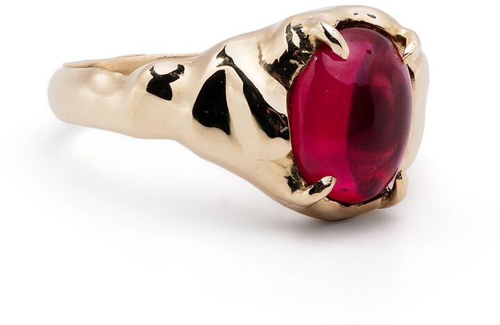 SUSANNAH KING 9kt yellow gold ruby Vita signet ring - ShopStyle