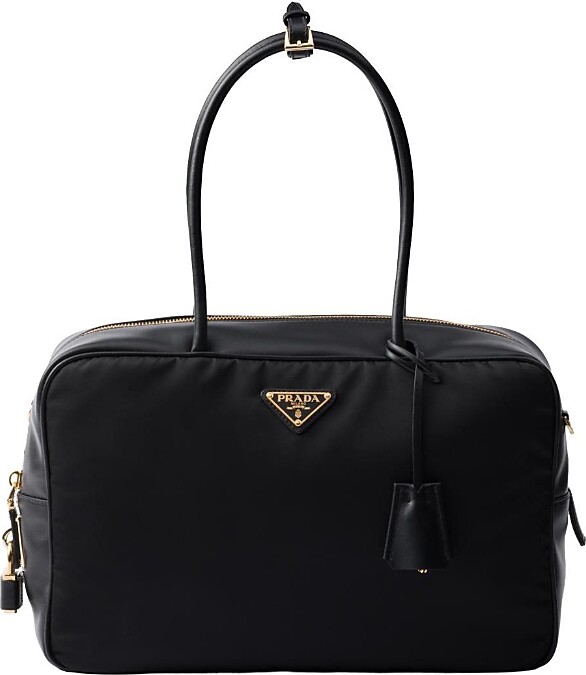 Prada Large Re-Nylon and Leather Top-Handle Bag with Padlock - ShopStyle
