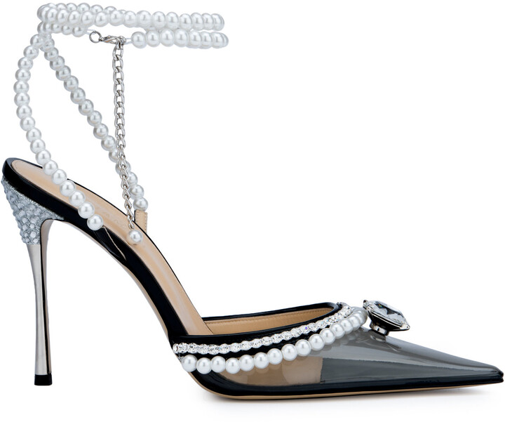 MACH & MACH Women's Diamond Of Elizabeth Embellished PVC Pumps - Black ...