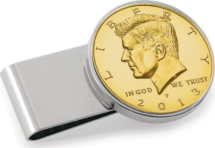 Men's American Coin Treasures Gold-Layered Jfk Half Dollar Stainless ...
