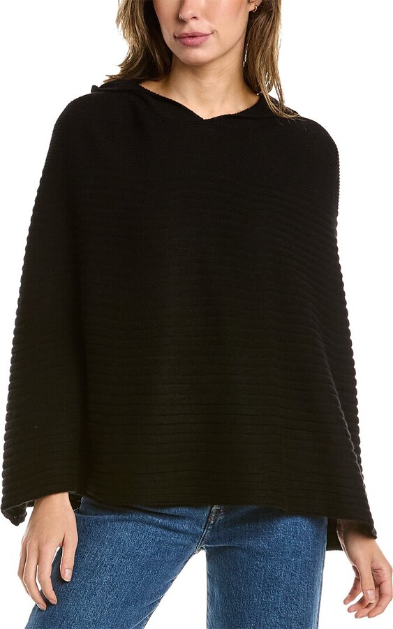 Forte Cashmere Basic Circular Rib Hooded Wool & Cashmere-Blend Poncho - ShopStyle Capes