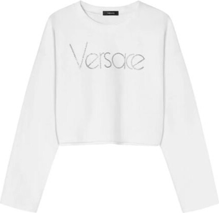Versace 1978 Re-Edition Logo Embellished Cropped Sweatshirt - ShopStyle
