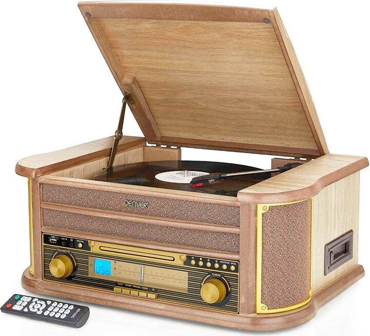Denver Vintage Retro 8-IN-1 HIFI Stereo System with Vinyl Record & CD ...