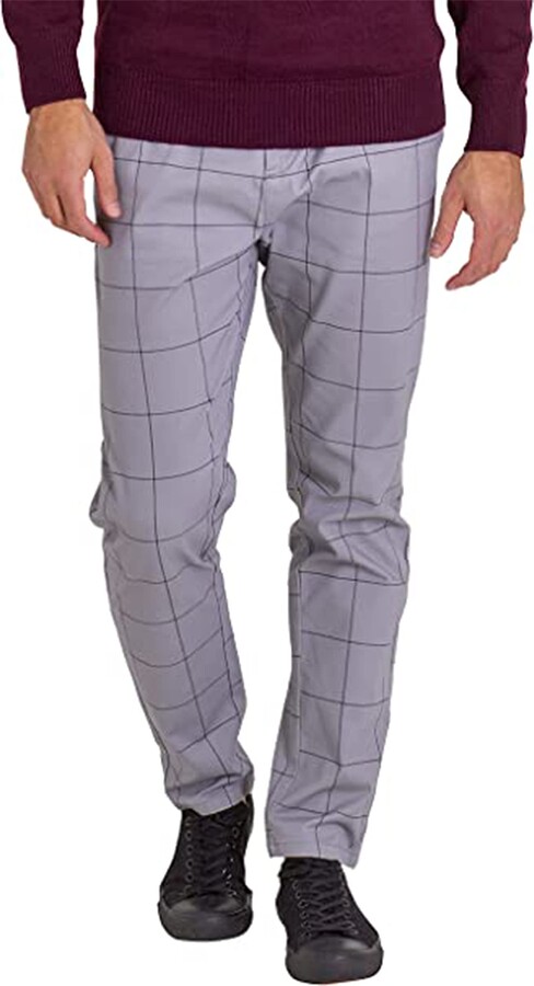 westAce Men's Formal Cheque Trousers Boys Slim-Fit Casual Cotton ...