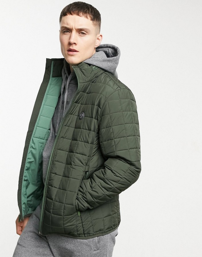 GUESS padded jacket with small logo in green - ShopStyle