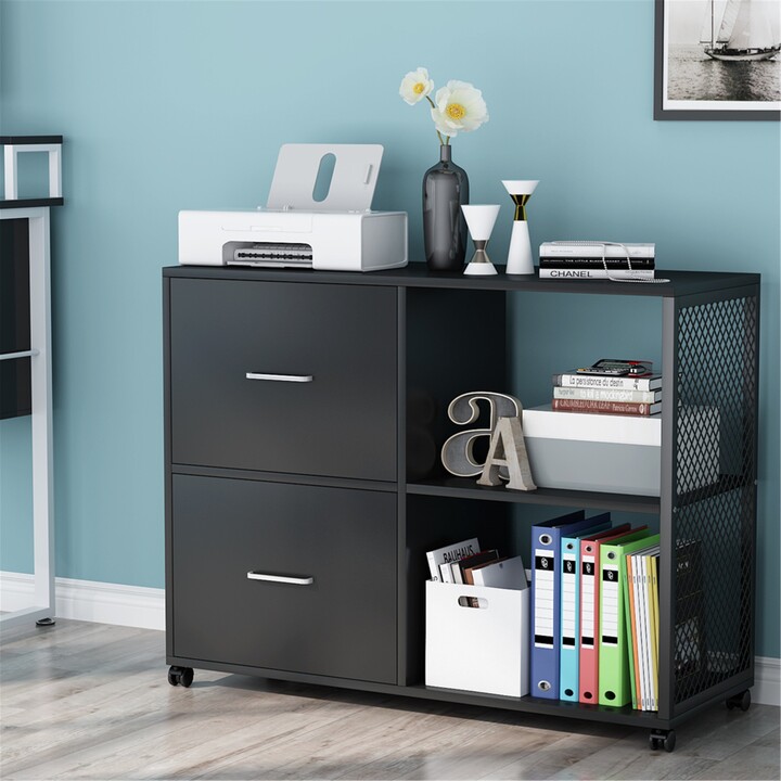 Tribesigns Mobile Lateral Filing Cabinet Printer Stand with Open ...