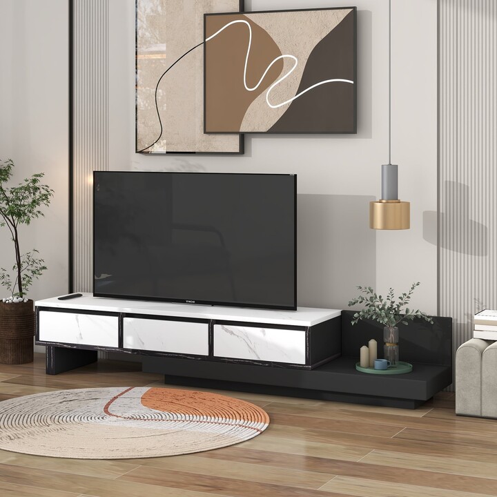Global Pronex TV Stand for 50" White Media Console with 3 Drawers ...