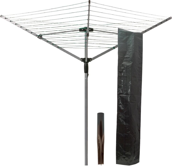 mysmartbuy Outdoor 4 Arm Rotary Clothes Dryer with Ground Spike, Cover ...