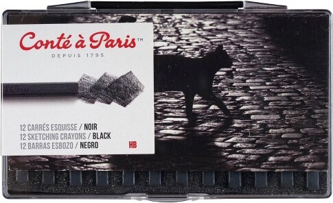 Conte a Paris Conte Crayons in Plastic Box, HB Tip, Black, Pack of 12 ...