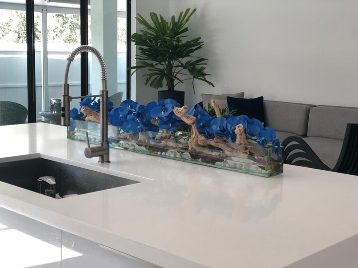 Casa Moderna Glass Plate Planter with white orchids Casa Moderna Glass ...