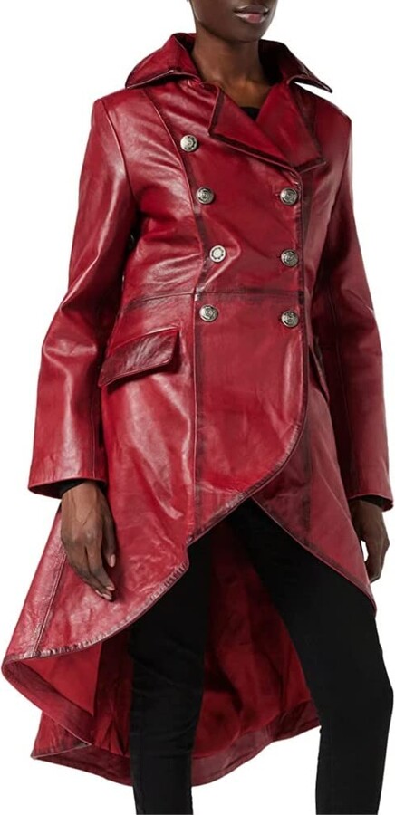 Xposed Ladies Real Leather Black Gothic Jacket Fitted Victorian Style ...