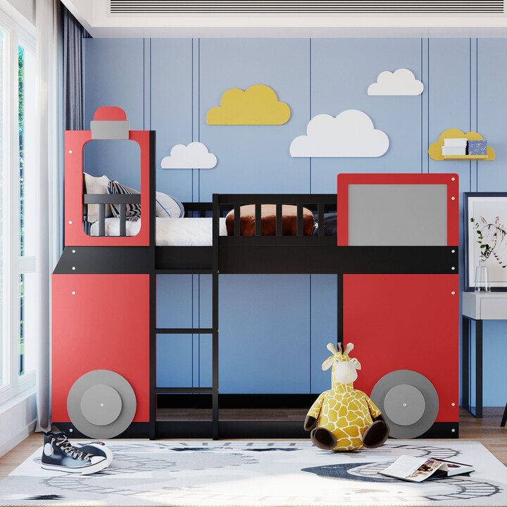 GEROJO Playhouse Inspired Twin Size Wooden Loft Bed, Sturdy ...