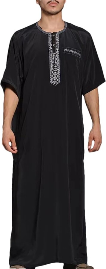 Ownwfeat Men Embroidered Boubou Jalabiyasmuslim Men's Thobe Morocco ...