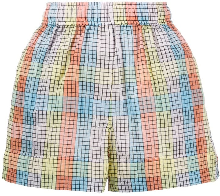 Ganni Check Print Short Shorts - ShopStyle