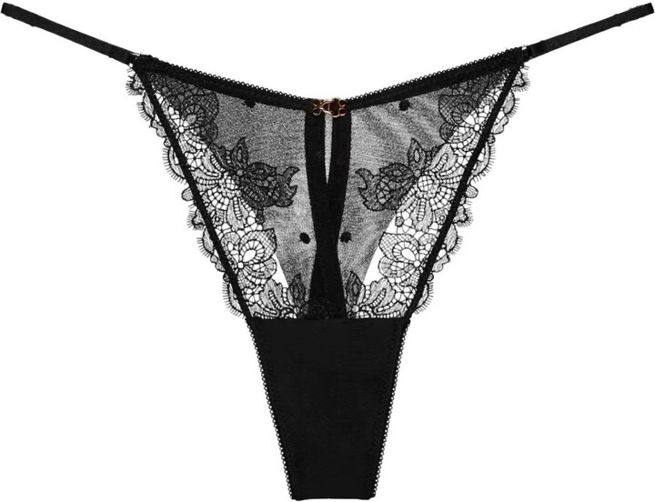Ajour Zarzuela Lace Adjustable G-String In Black - ShopStyle Thongs