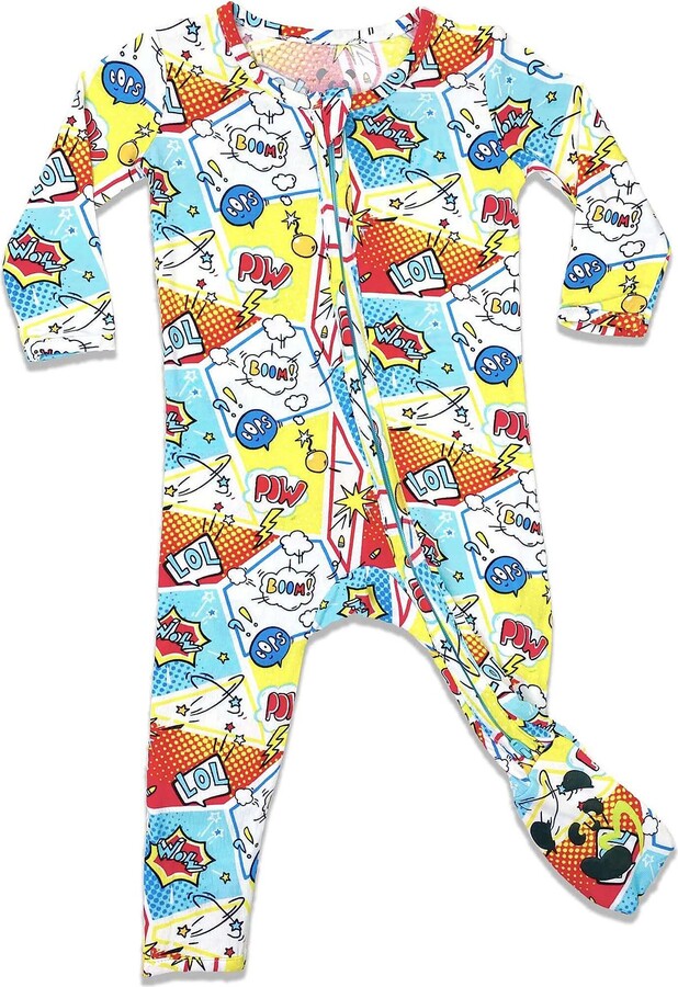 Bellabu Bear Kids' Comic Hero Fitted One-Piece Convertible Pajamas ...