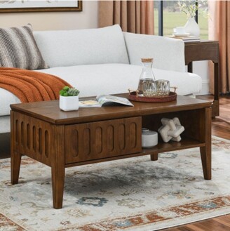 WhizMax Mid Century Modern Grooved Coffee Table With Storage Sliding ...