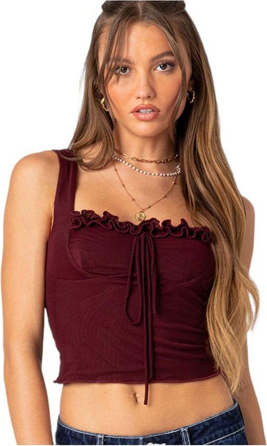 Edikted Women's Aurelia bustier mesh top - ShopStyle