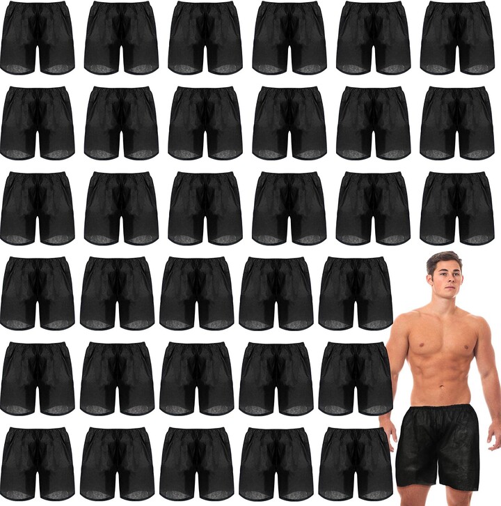 Sintege Men's Disposable Boxer Shorts Black Boxer Shorts Disposable ...