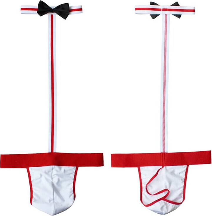 ITODA Men's Sexy Mankini Swimsuit Thong Bow Tie One Piece G-String ...