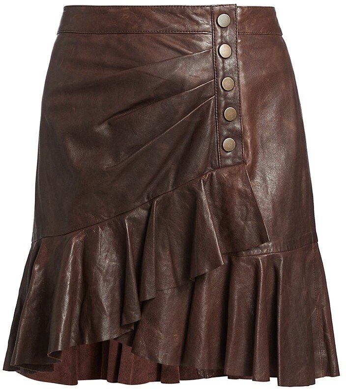 Veronica Beard Saba Ruffled Leather Skirt - ShopStyle