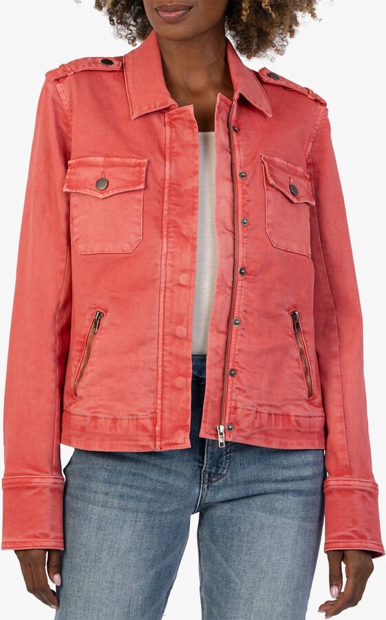 KUT from the Kloth Amanda Utility Denim Jacket In Strawberry - ShopStyle