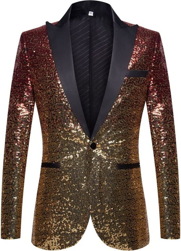 JOEupin Mens Tails Slim Fit Tailcoat Sequin Dress Coat Swallowtail ...