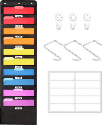 Rebrilliant 10 Pockets Hanging Wall File Organizer, Black Storage ...