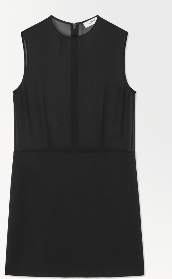 COS The Sheer-Panel Silk Shift Dress - ShopStyle