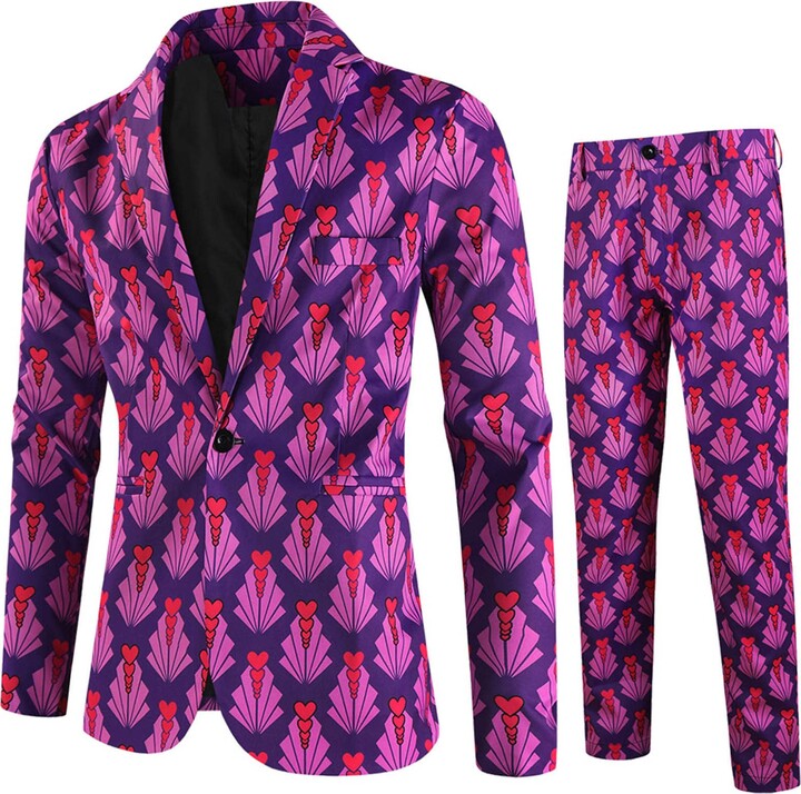 COZYDAY Mens Suits 3 Piece Mens Funky Suits Mens Valentine's Day ...