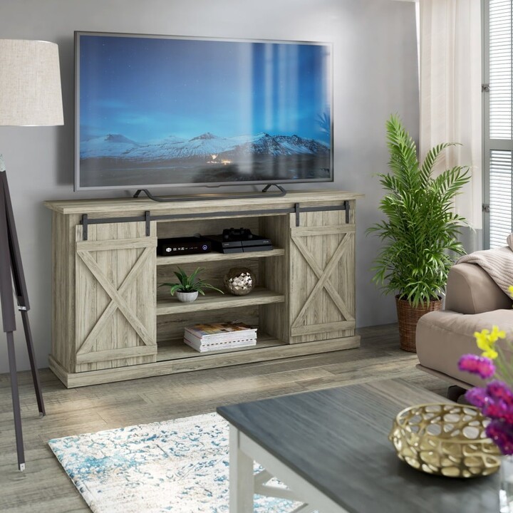 Howcool Modern Farmhouse TV Stand with Sliding Barn Doors for TVs up to ...