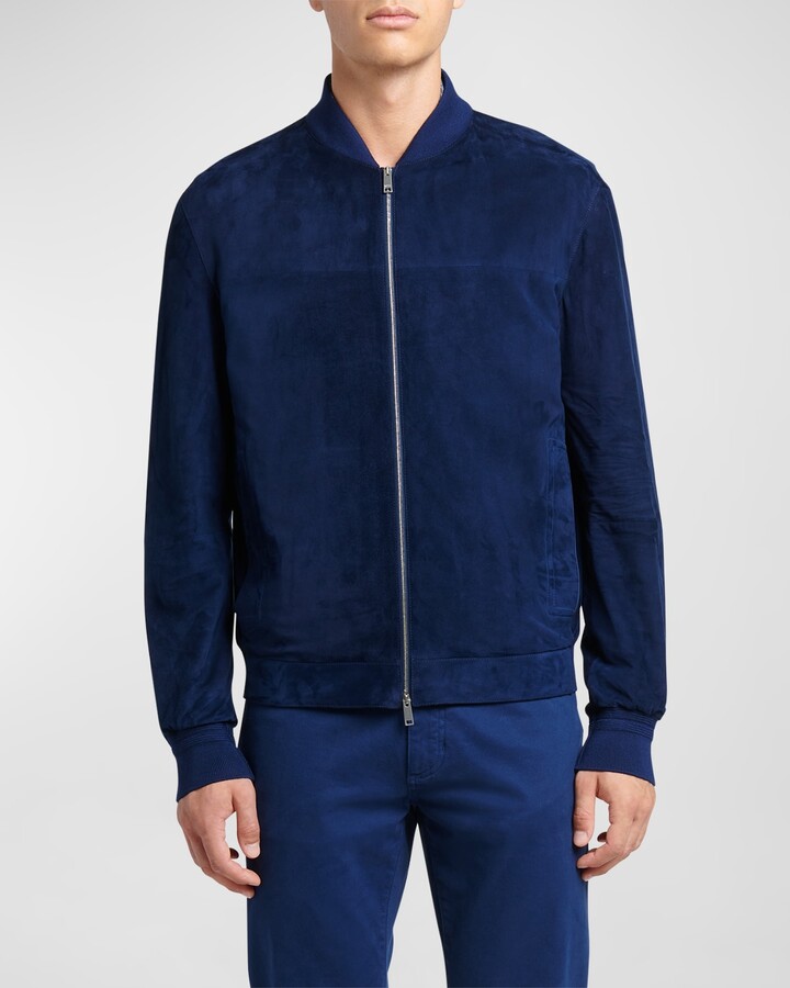 Ermenegildo Zegna Men's Suede Full-Zip Bomber Jacket - ShopStyle