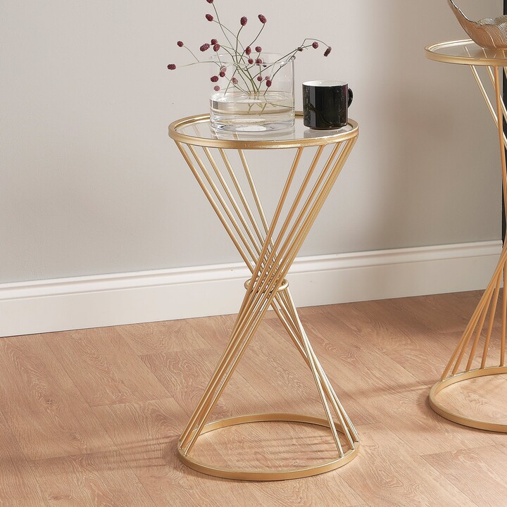 Pacific Lifestyle Pacific Liberty Side Table, Iron & Glass Gold/Clear ...