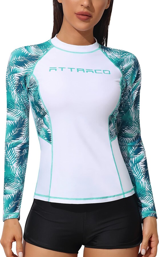 ATTRACO Rash Vest Womens Long Sleeve UPF 50 Sun Protection Rash Guard Swim Shirt - ShopStyle