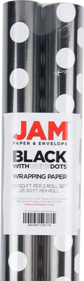 Jam Paper Gift Wrap 50 Square Feet Polka Dot Wrapping Paper Rolls, Pack ...