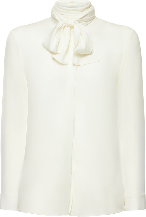 KHAITE Tash satin silk blouse top - ShopStyle