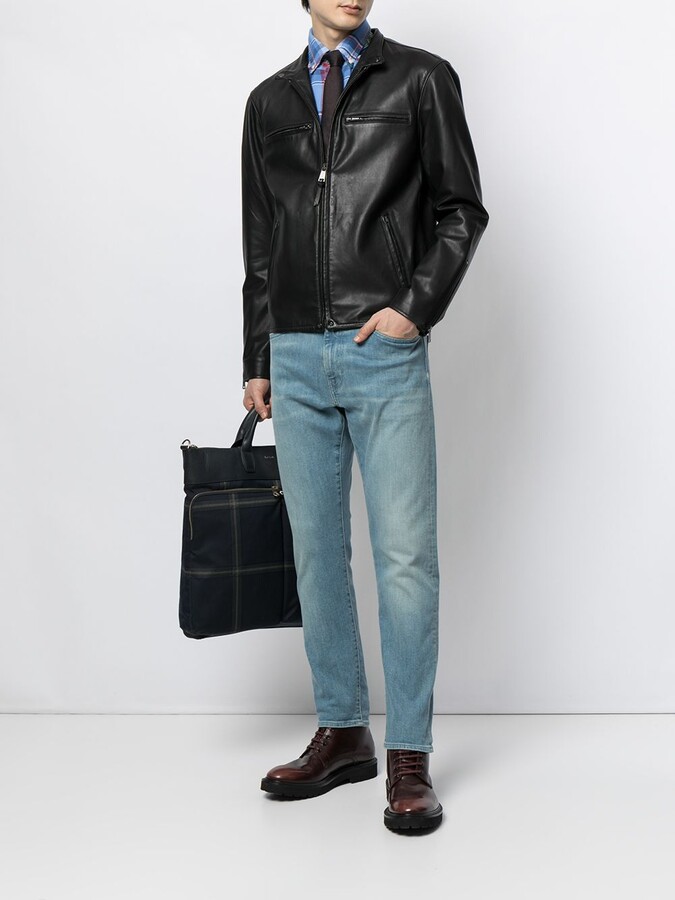 Polo Ralph Lauren Cafe Racer leather jacket - ShopStyle