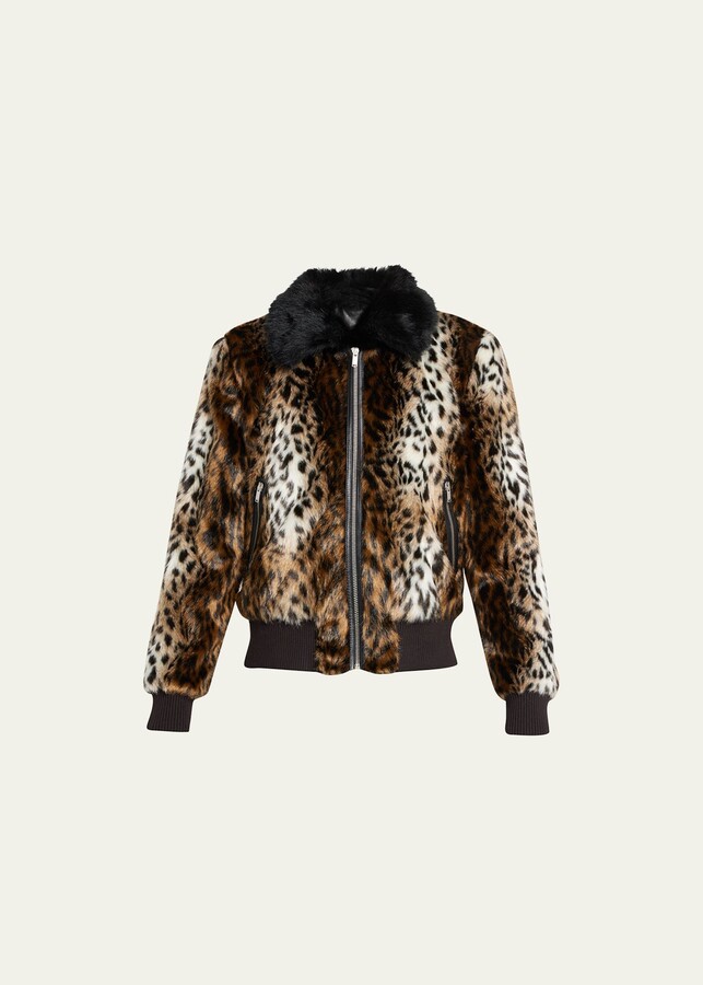 Saint Laurent Cheetah Faux Fur Varsity Jacket - ShopStyle