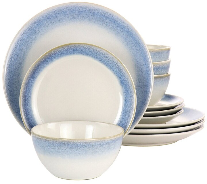 Martha Stewart 12Pc Reactive Glaze Rimmed Stoneware Dinnerware Set ...